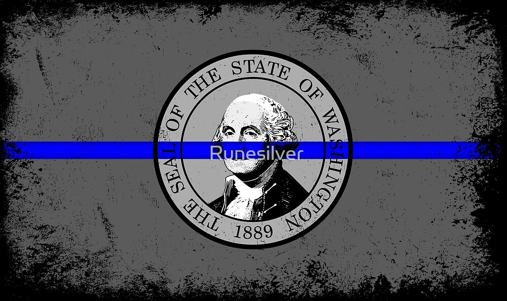 "Blue Line Washington State Flag" by Runesilver | Redbubble