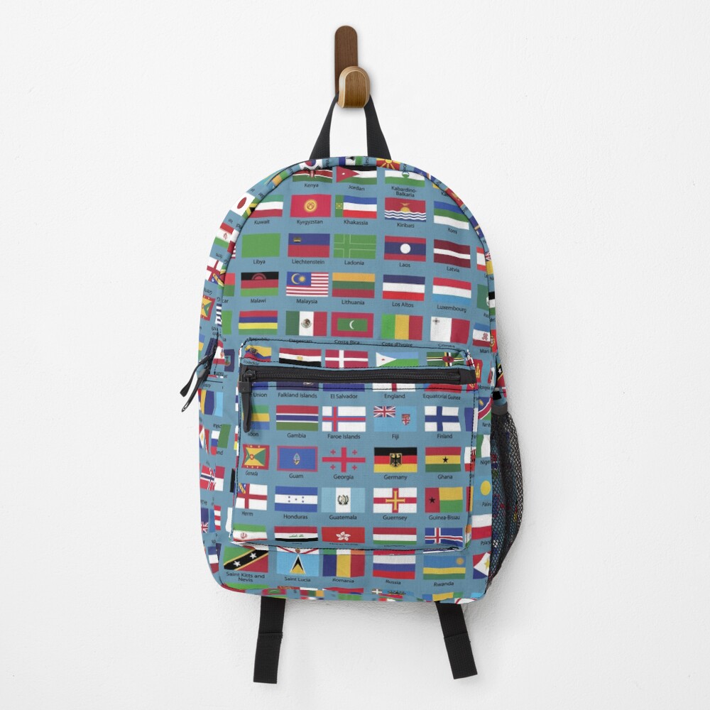 World Flags with Country Names - Blue | Backpack sold by Harvest ...