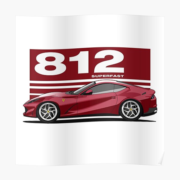 "Red Ferrari 812 Superfast Design" Poster by DasCreative | Redbubble