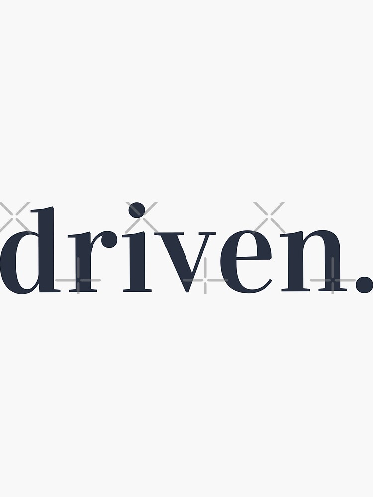 "Driven. Typography Inspirational Word Retro Black Text" Sticker for ...
