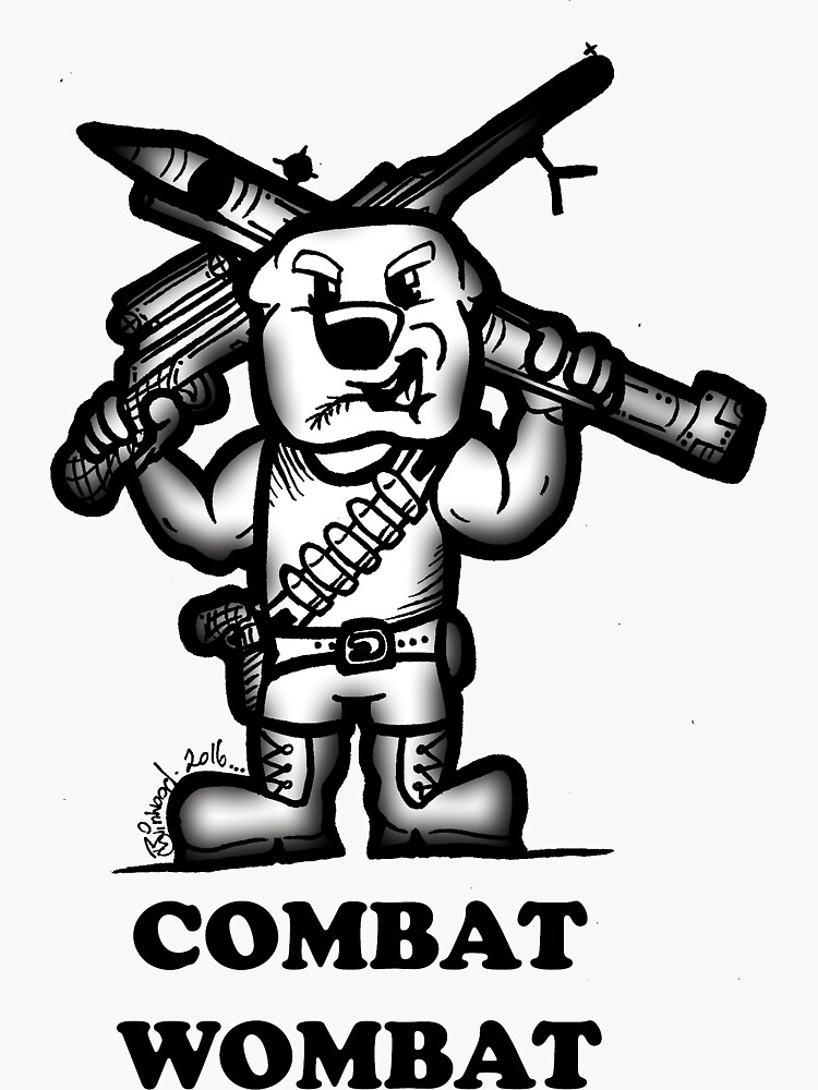 "Combat Wombat" Sticker for Sale by HappyDadTees | Redbubble