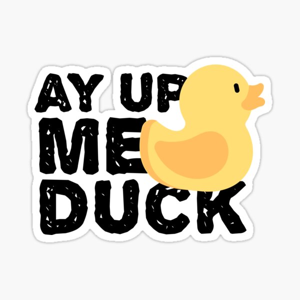 "ay up me duck" Sticker for Sale by redblackline | Redbubble