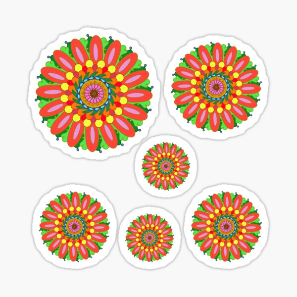 "Red Radial Flowers | Sticker Set" Sticker for Sale by mainasato ...
