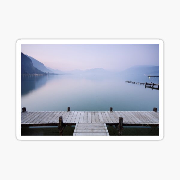 "A very soft dawn on Annecy lake" Sticker for Sale by patmo | Redbubble