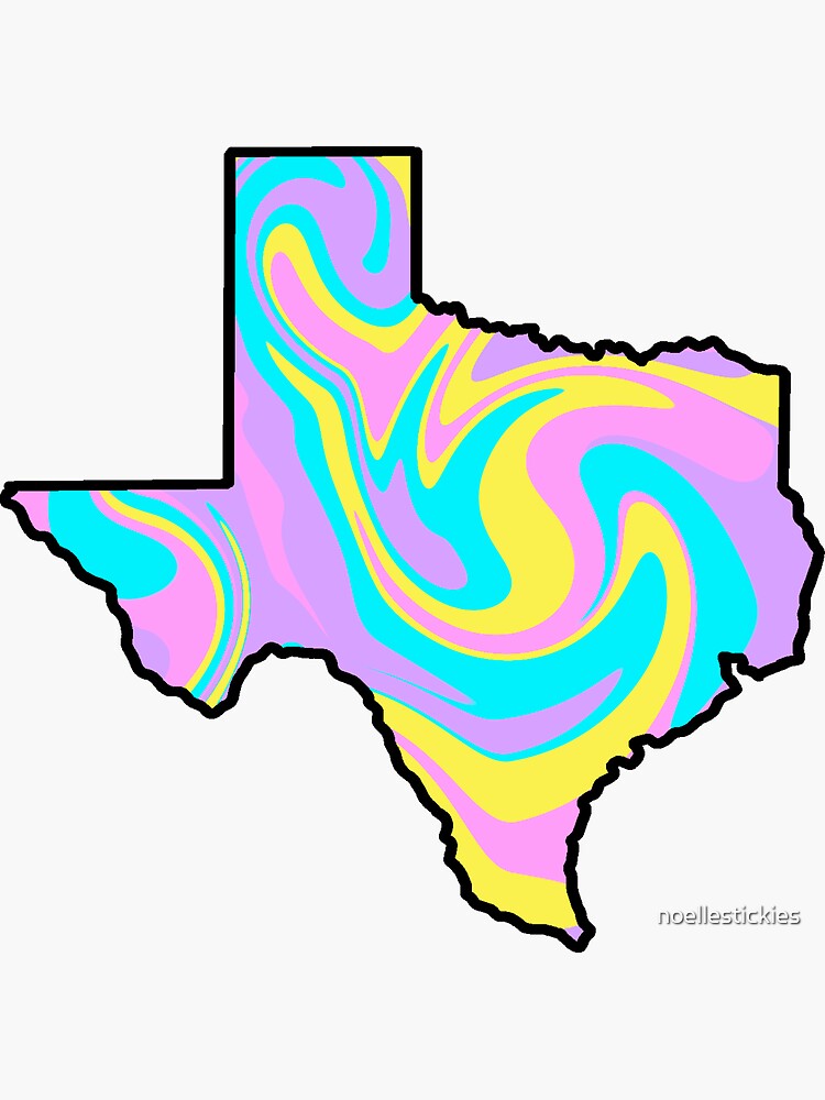 "Pastel Tie Dye Texas" Sticker for Sale by noellestickies | Redbubble
