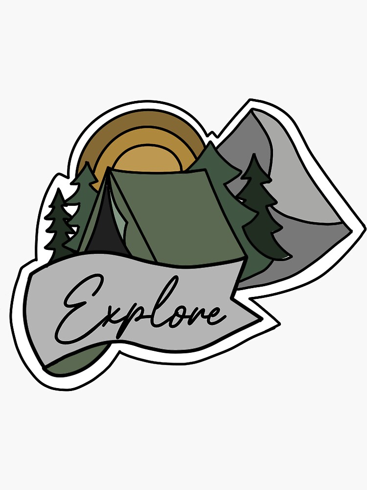 "Explore the outdoors sticker" Sticker for Sale by LinedDesigns | Redbubble
