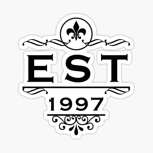 "Established 1997" Sticker for Sale by Fives55 | Redbubble