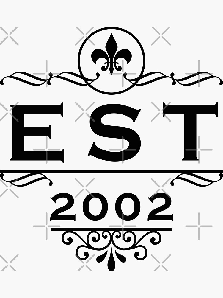"Established 2002" Sticker for Sale by Fives55 | Redbubble