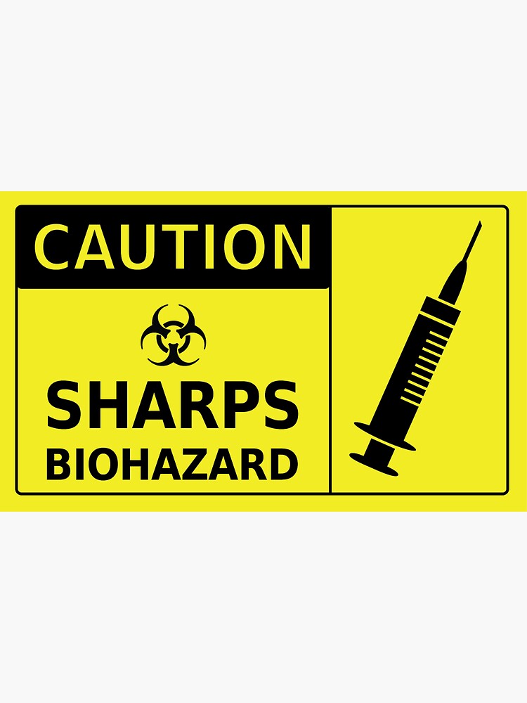 "CAUTION SHARPS BIOHAZARD 3x5" Sticker for Sale by RichDesignPro ...