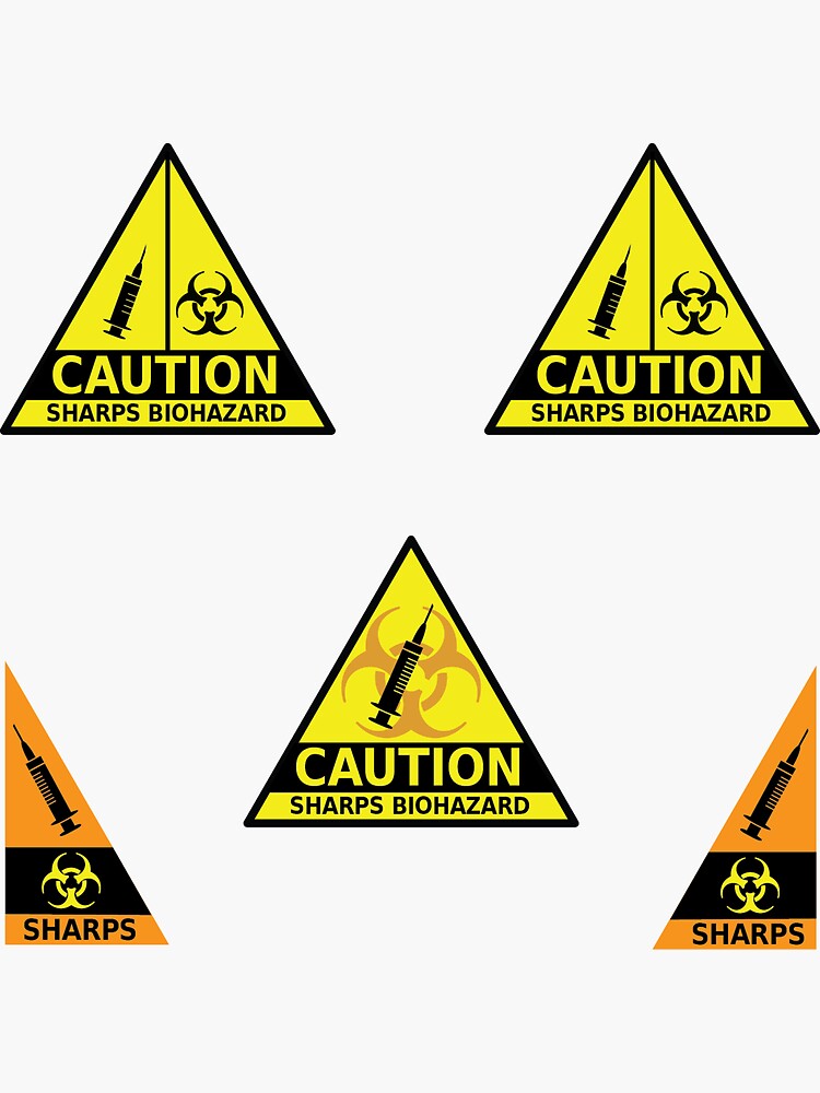 "CAUTION SHARPS BIOHAZARD Triangle Stickers" Sticker for Sale by ...