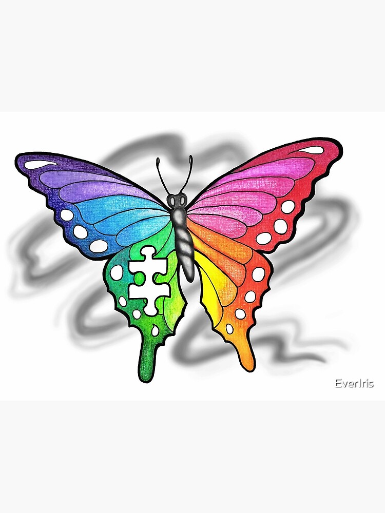 "Rainbow Puzzle Butterfly ~ Autism Awareness Design" Poster by EverIris ...