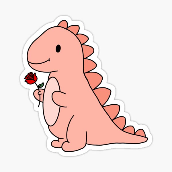 "Dinosaur with a Rose" Sticker for Sale by Izzy Beale | Redbubble