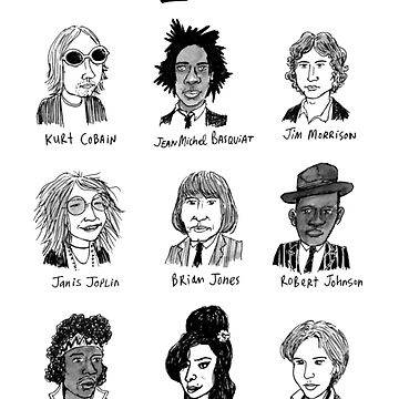 "the 27 club" Art Board Print for Sale by JillHayman | Redbubble
