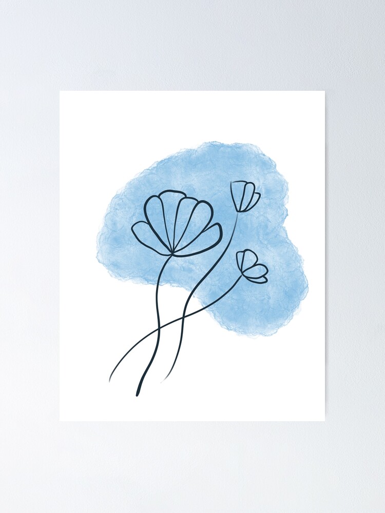"Blue flowers, roundhouse style line drawing" Poster for Sale by ...