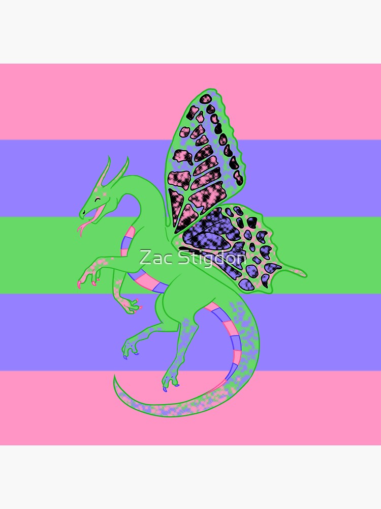 "Trigender Pride Fae Dragon With Flag" Sticker for Sale by stupidmasky ...