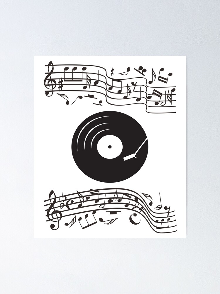 "Record And Music Notes" Poster by MottoDigging | Redbubble