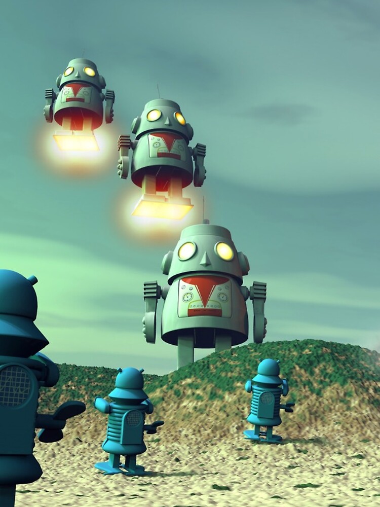 "Robot Invasion From Above V2" iPhone Case for Sale by mdkgraphics ...