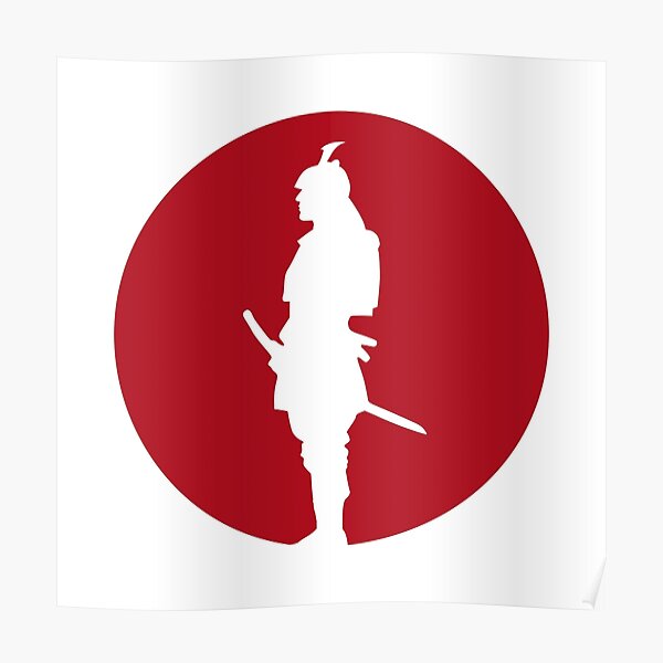 "Samurai Red Sun Silhouette (on white)" Poster by STUDIO-72 | Redbubble