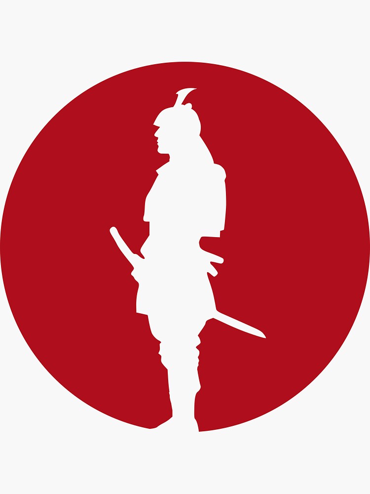 "Samurai Red Sun Silhouette (on white)" Sticker for Sale by STUDIO-72 ...