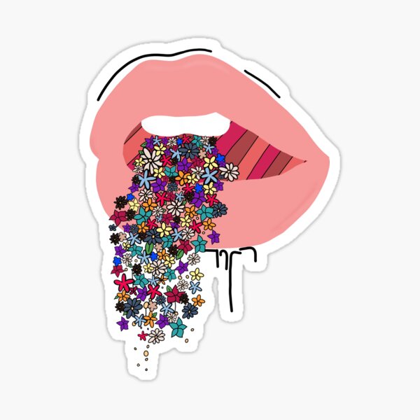 "Aesthetic mouth and flower art retro" Sticker for Sale by ...