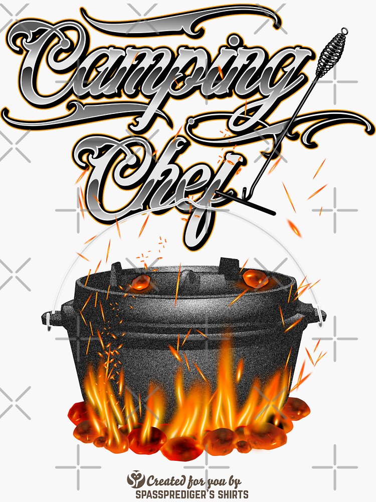 "Dutch Oven Camping Chef" Sticker for Sale by Spassprediger | Redbubble