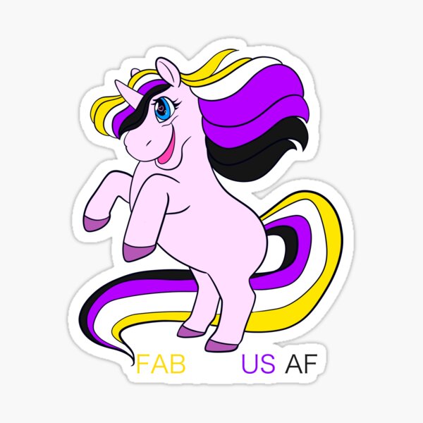 "Non-Binary and Fabulous Af Unicorn " Sticker for Sale by AionK | Redbubble