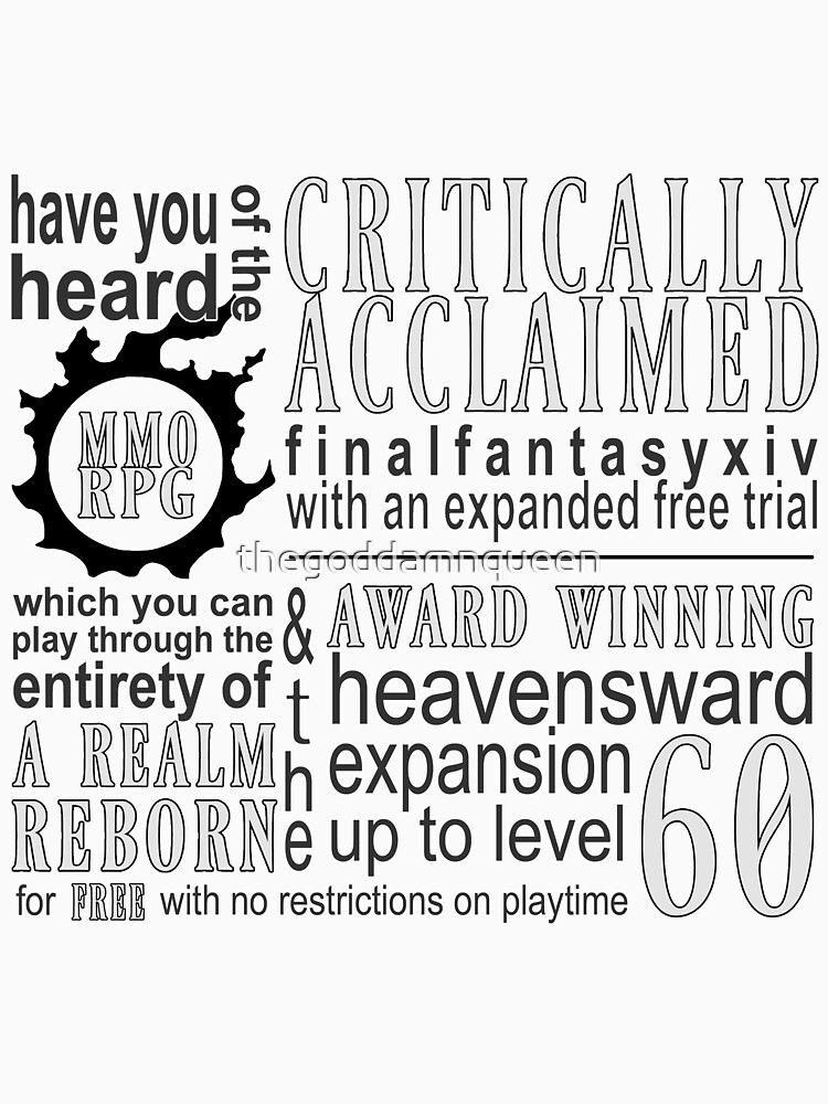 "Have you heard of the critically aclaimed mmorpg final fantasy xiv ...