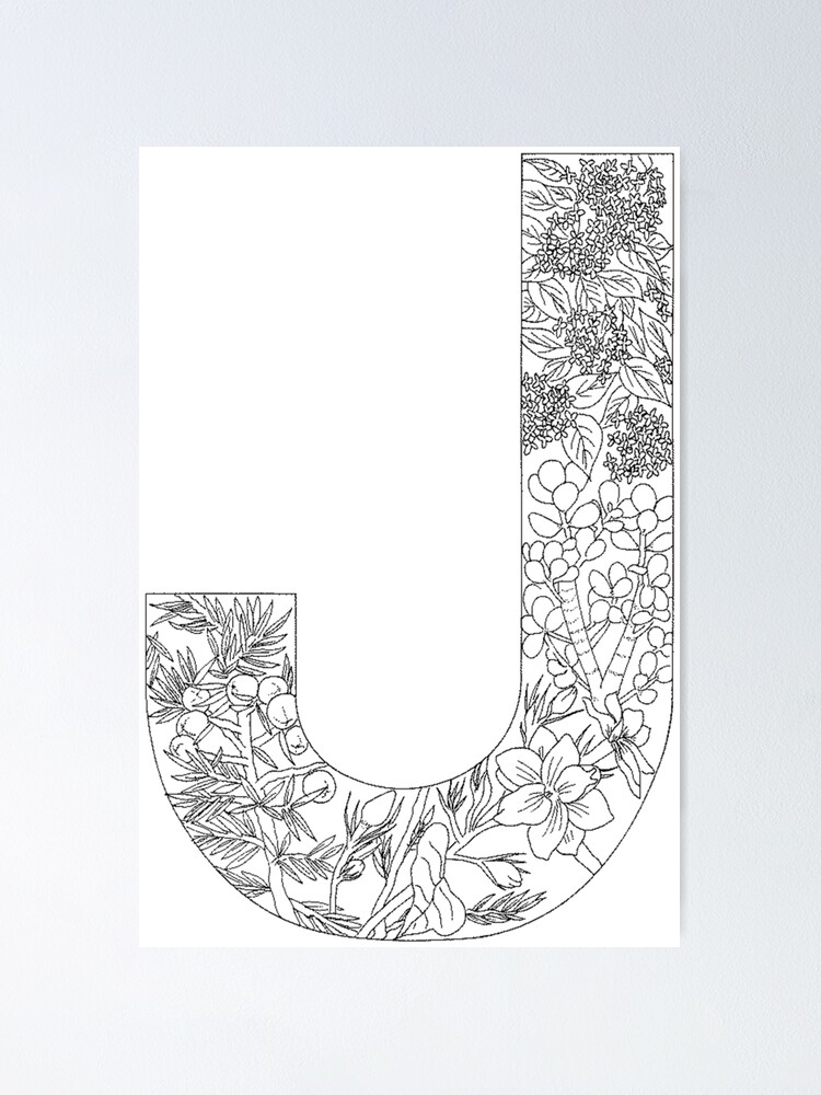 "Botanical Alphabet Letter J" Poster by Quill-n-Ink | Redbubble