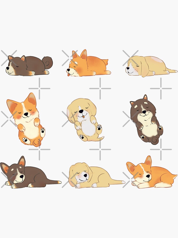 "Cute Sleeping Chibi Dog" Sticker for Sale by spitfirev101 | Redbubble