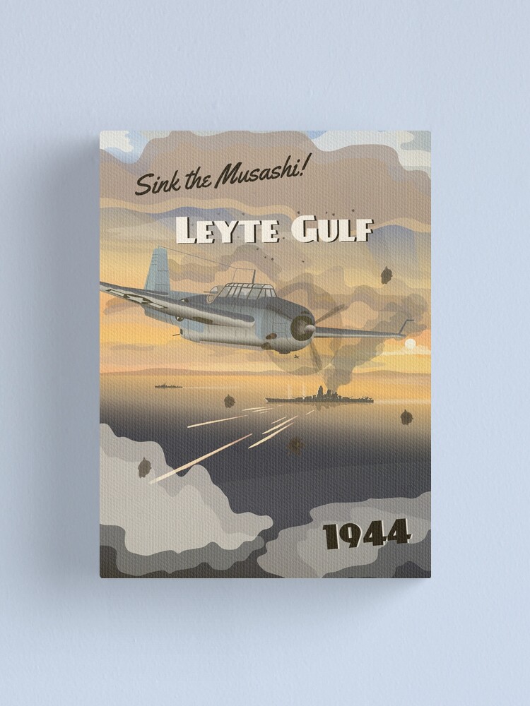 "Leyte Gulf 1944 - Super Battleship Travel Poster" Canvas Print for ...