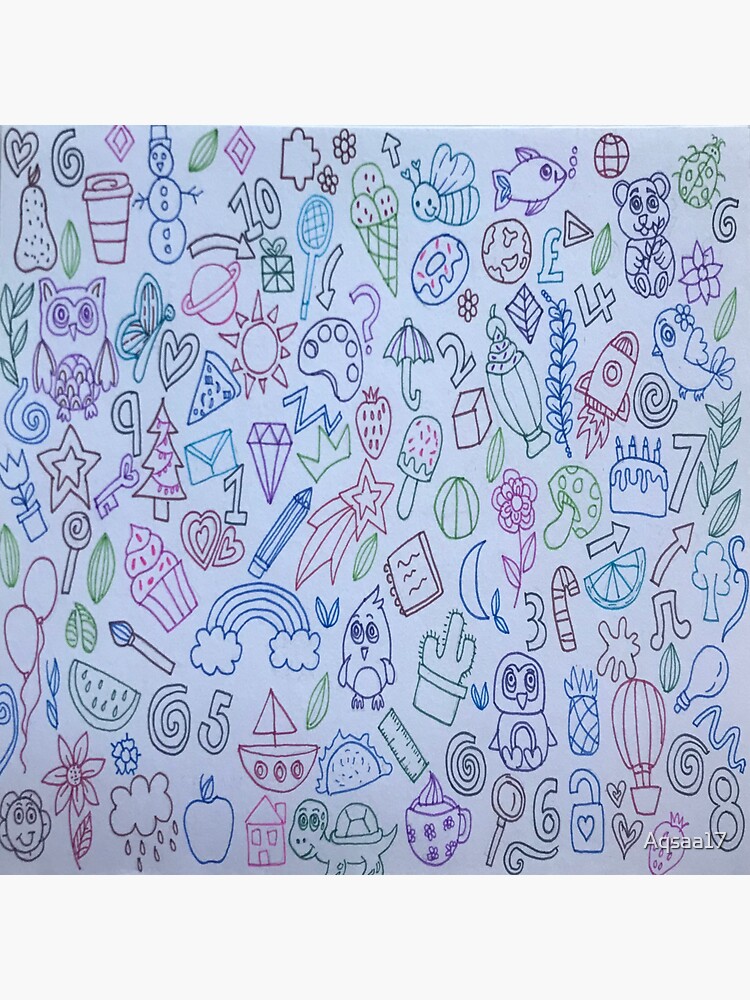 "colourful doodle drawing" Sticker for Sale by Aqsaa17 | Redbubble