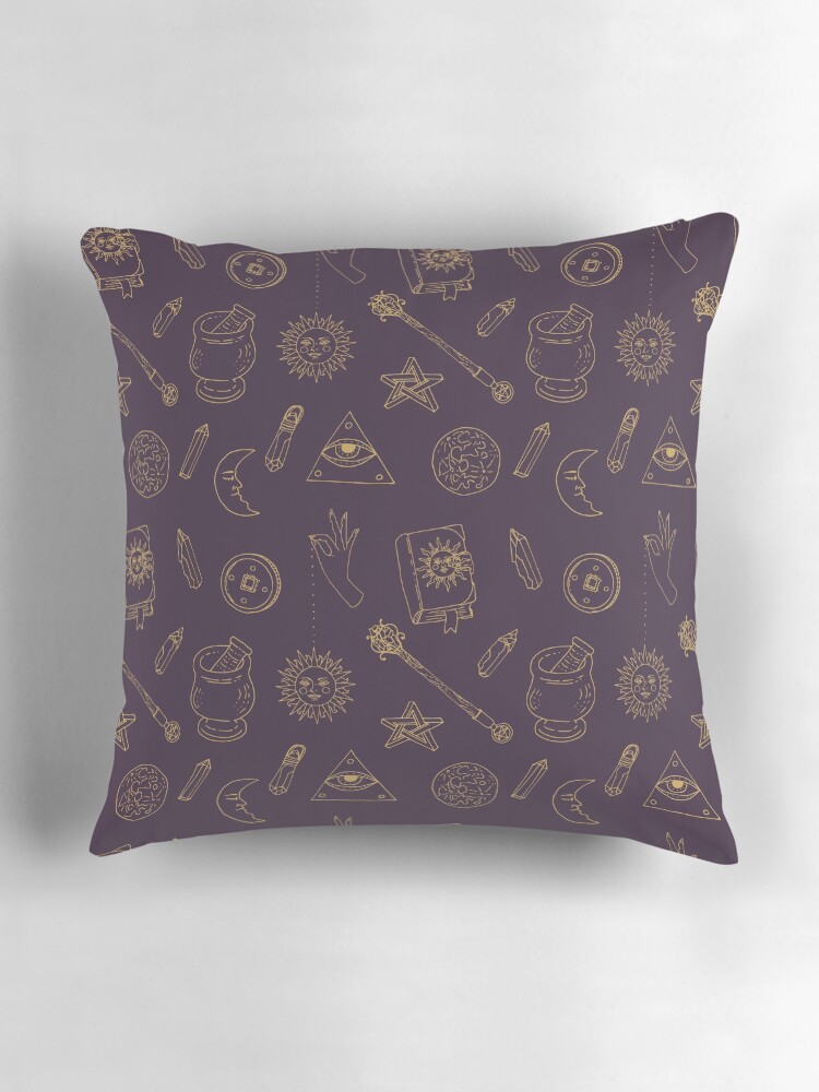 "Witchy Pattern on Purple" Pillow for Sale by MonijoStudio | Redbubble