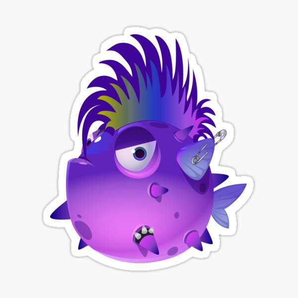 "Punk Fish (puffer punk fish for heavy metal fan)" Sticker for Sale by ...