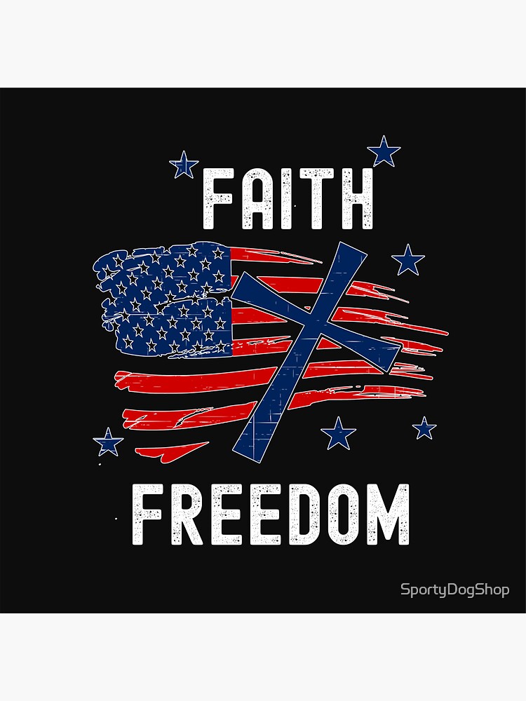 "Faith And Freedom, Distressed USA Flag" Sticker by SportyDogShop ...
