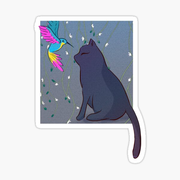 "Cat and mockingbird" Sticker by EllyBurg | Redbubble