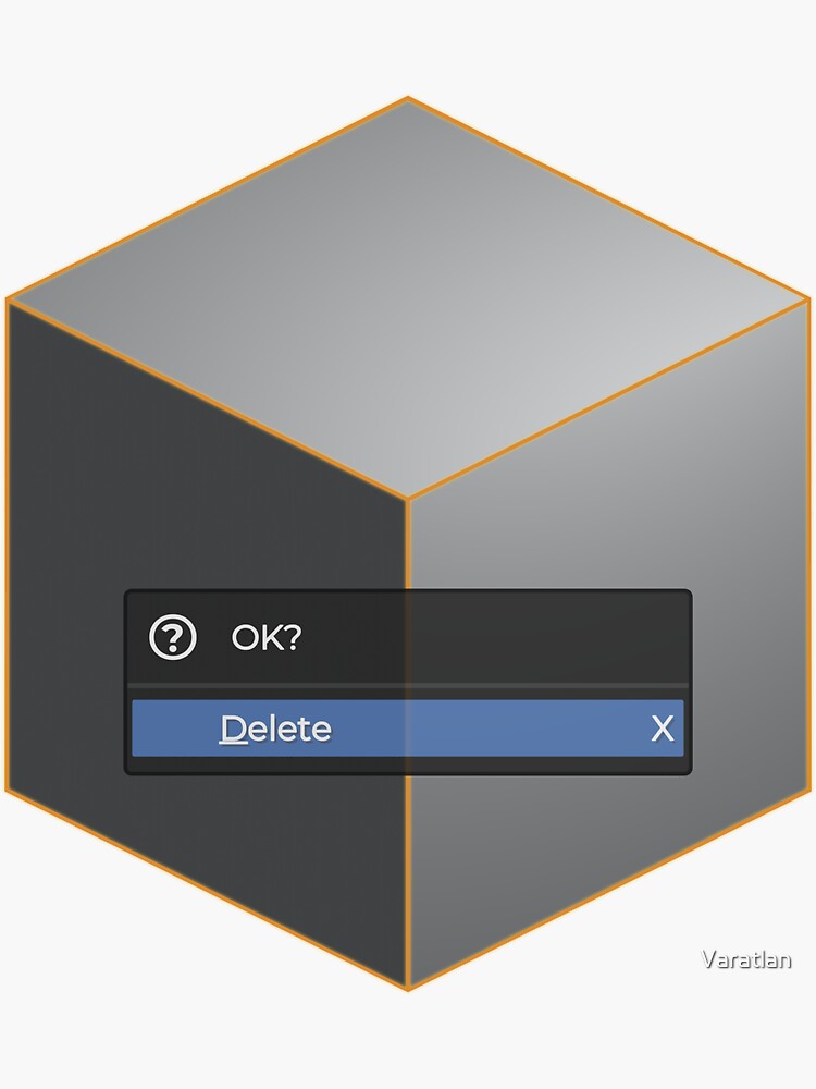 "Blender default cube with menu" Sticker by Varatlan | Redbubble