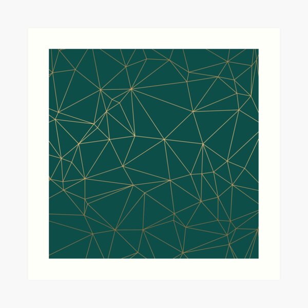 "Emerald Green Gold Geometric Pattern With Gold Shimmer" Art Print for ...