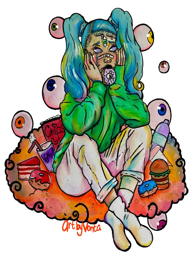 Hungry Girl Sticker By Artbyvonta Redbubble