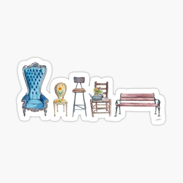 "All about chairs" Sticker for Sale by ArtDeNoui | Redbubble