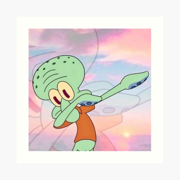 "Funny squidward dabbing spongebob squarepants meme" Art Print for Sale ...