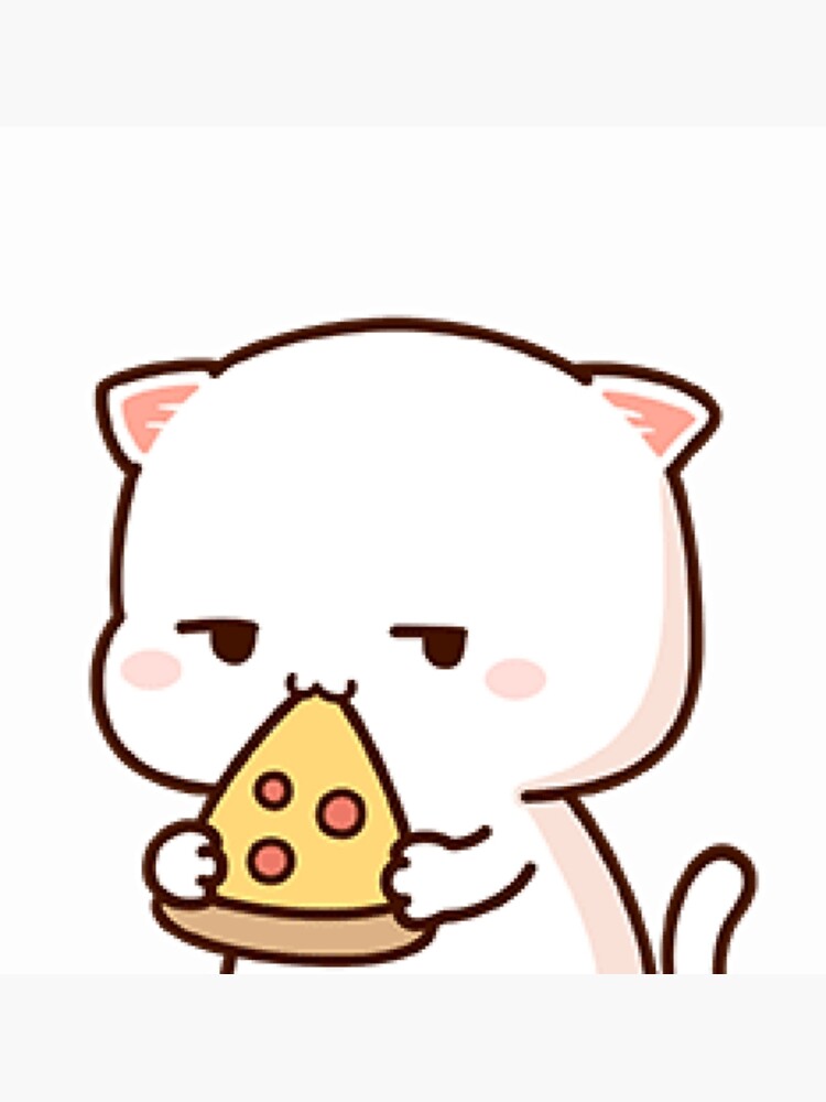 "Cute kawaii funny mochi cat eating pizza" Poster for Sale by ...