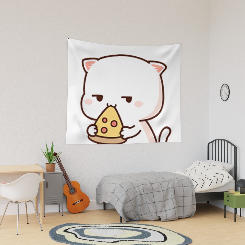 "Cute kawaii funny mochi cat eating pizza" Poster for Sale by Estella ...
