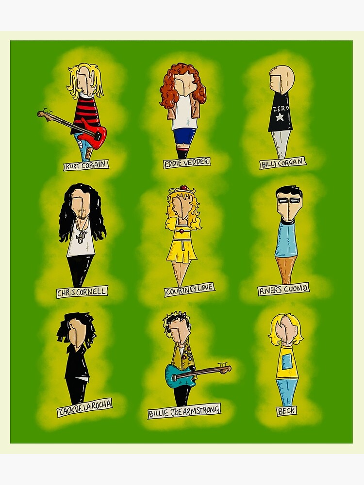 "US 90s Rock Icons" Art Print by OriginalPickArt | Redbubble