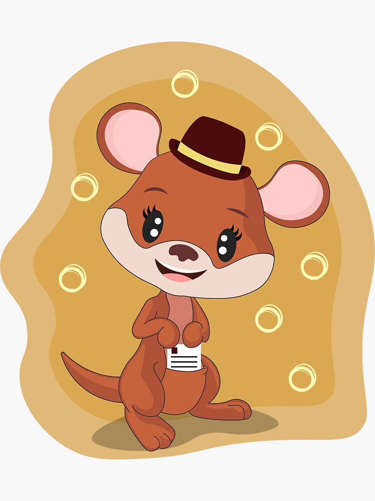 "Cheerful kangaroo in a flat style. Cartoon kangaroo with documents in ...