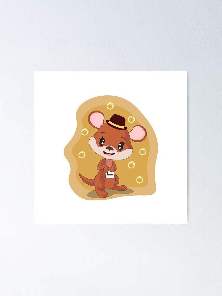 "Cheerful kangaroo in a flat style. Cartoon kangaroo with documents in ...