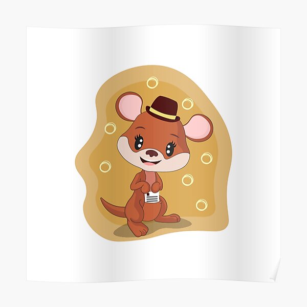 "Cheerful kangaroo in a flat style. Cartoon kangaroo with documents in ...
