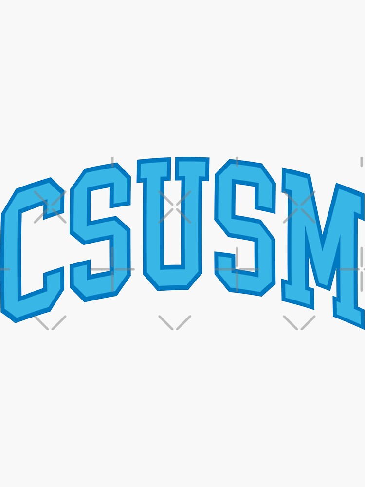 "csusm - college font curved" Sticker for Sale by scollegestuff | Redbubble