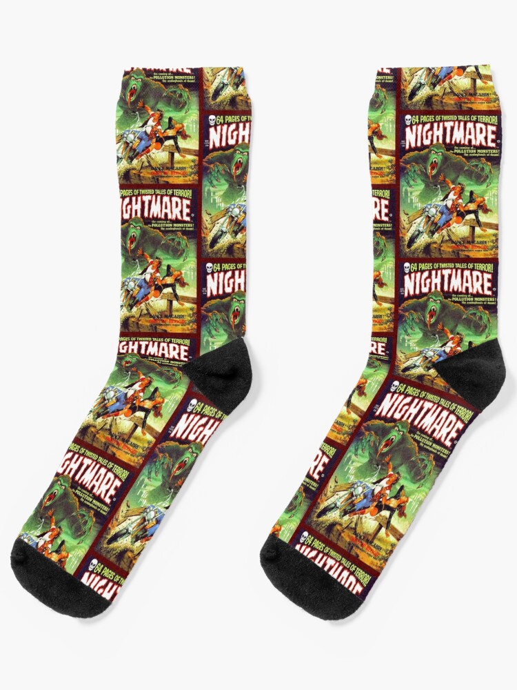 "Nightmare Vintage Horror Comic Book cover" Socks for Sale by ...