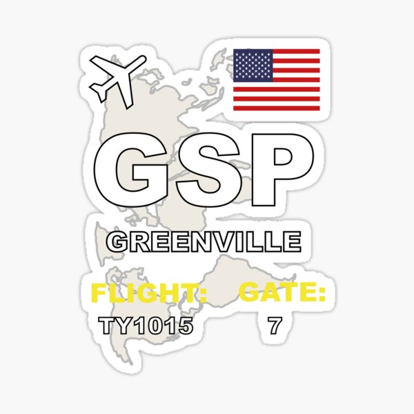 "GREENVILLE GSP USA Travel Gift, Airport Code" Sticker for Sale by ...