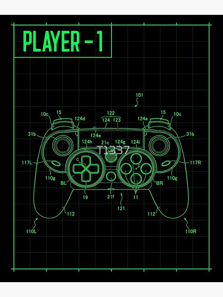 "Green Controller Blueprint l Arcade Blueprint l Retro Gamer | Classic ...